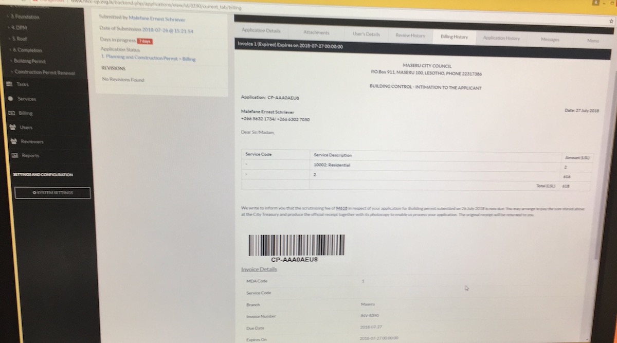 MCC CP Portal - Invoice's generation