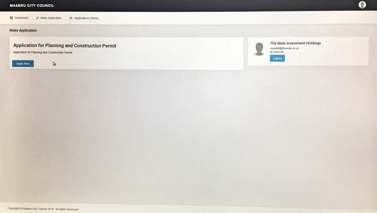 MCC CP Portal - New application