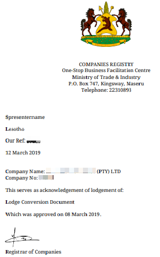 conversion confirmation letter